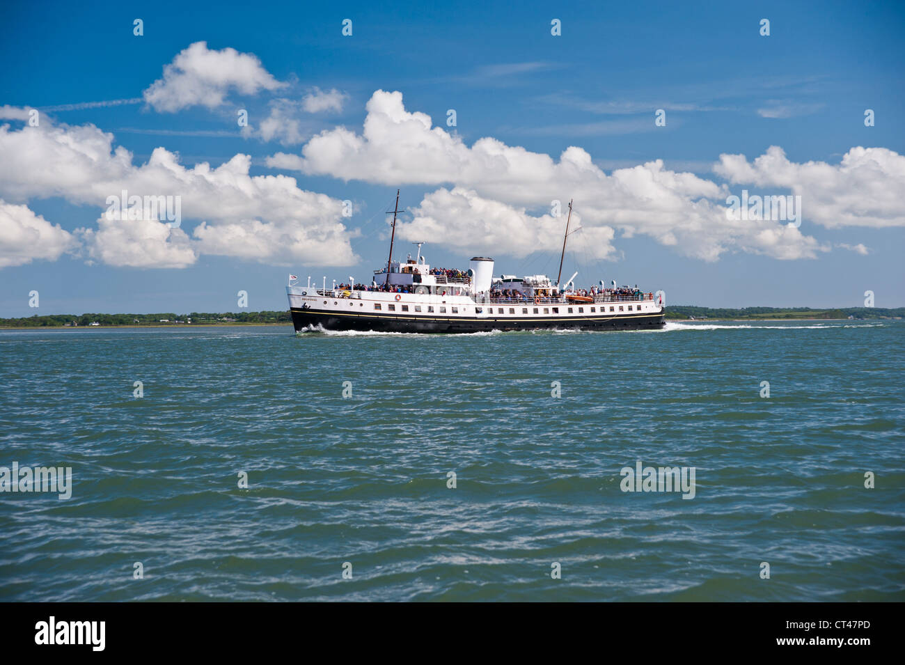Balmoral cruise ship sailing through the menai straits North Wales Uk ...