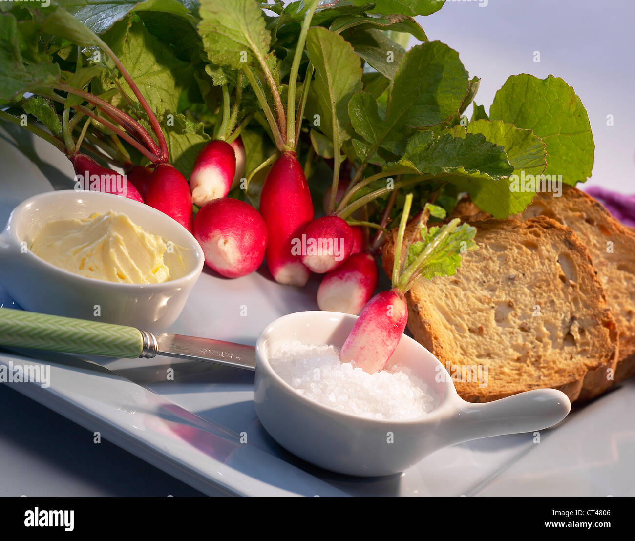 Radishes with salt and butter hi-res stock photography and images - Alamy