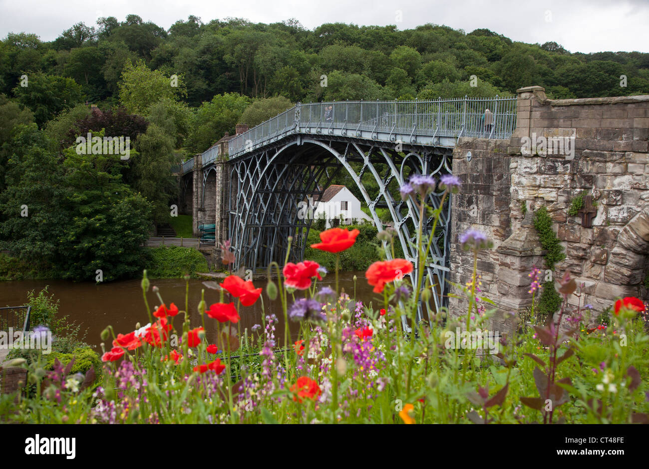 A view of the famous Ironbridge at Ironbridge Gorge, Shropshire ...