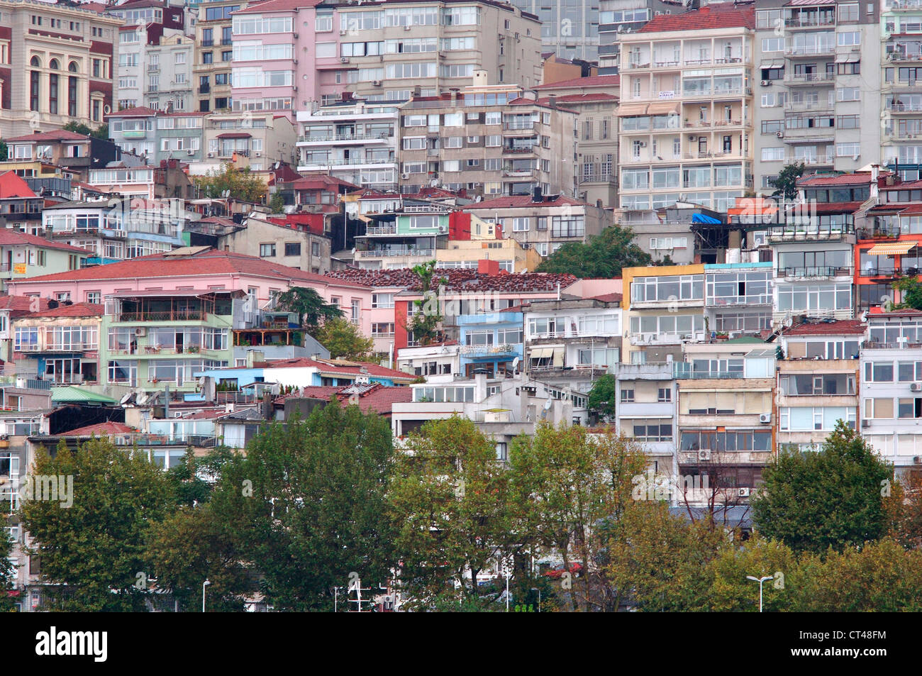 Turkey, Istanbul, Residential Neighbourhood Overlooking the Bosphorus ...