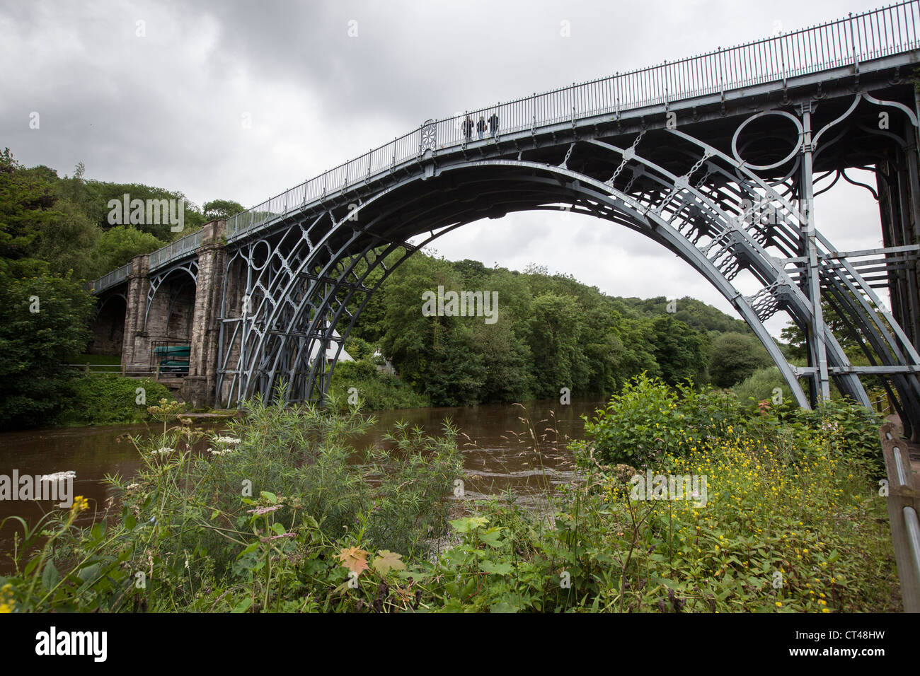A view of the famous Ironbridge at Ironbridge Gorge, Shropshire ...