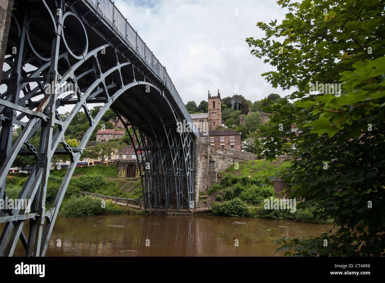A view of the famous Ironbridge at Ironbridge Gorge, Shropshire ...