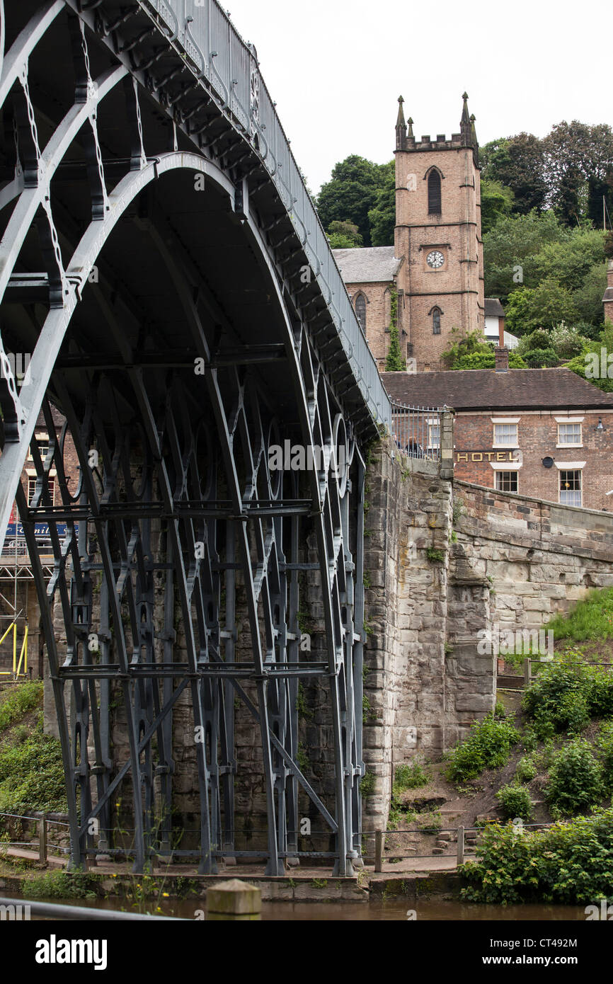 A view of the famous Ironbridge at Ironbridge Gorge, Shropshire ...