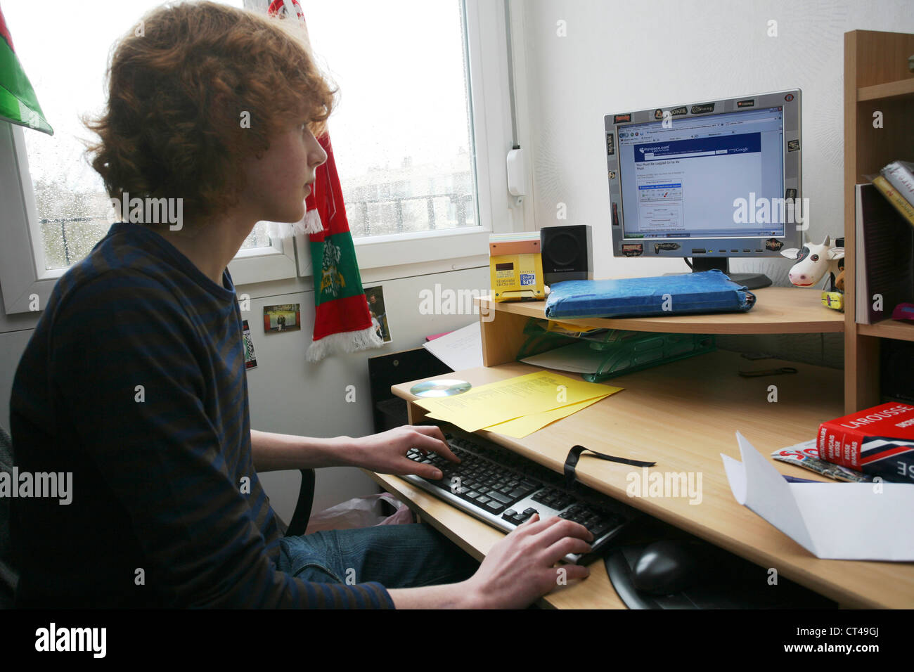 TEENAGER AT A COMPUTER Stock Photo - Alamy