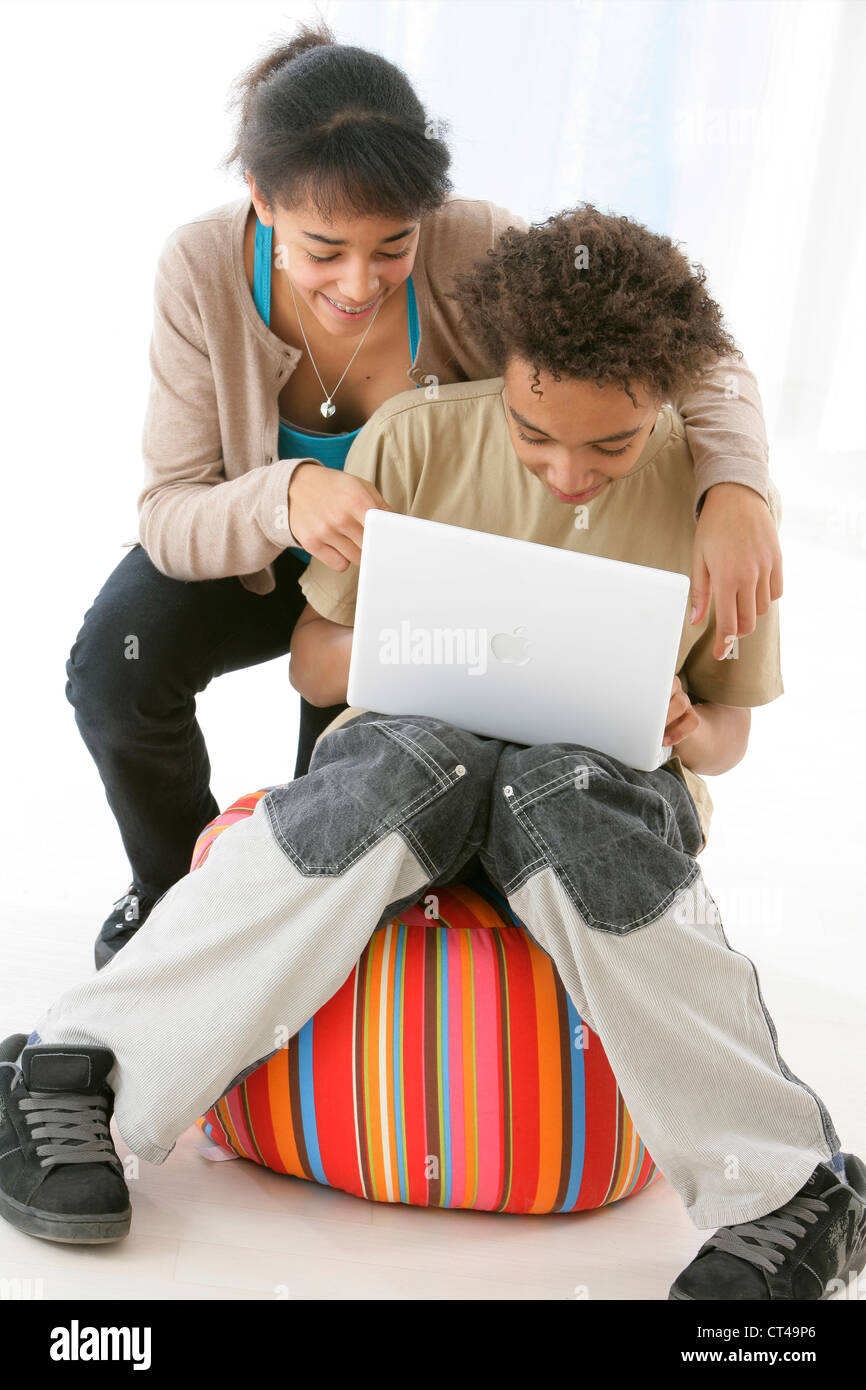 TEENAGER AT A COMPUTER Stock Photo - Alamy