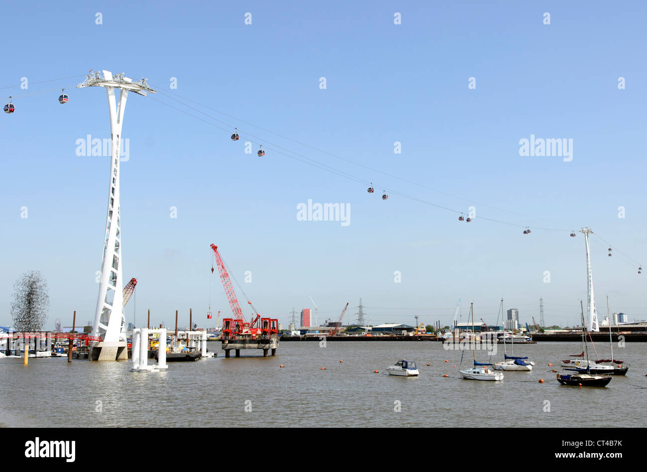 The new Thames cable car. The Emirates Air Line links the O2 Arena in ...