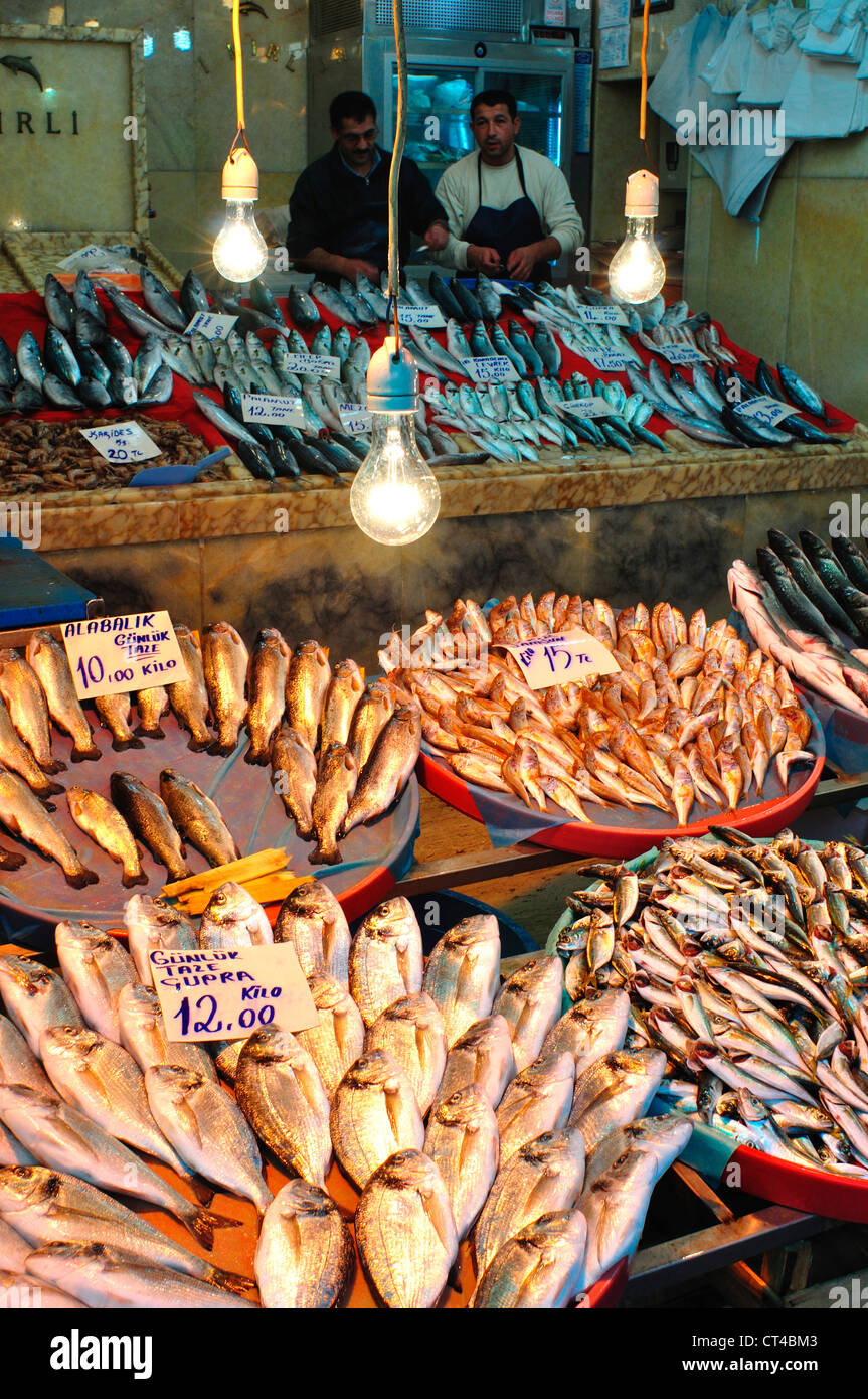 Turkey, Istanbul, Fish Stand at a Market Stock Photo - Alamy