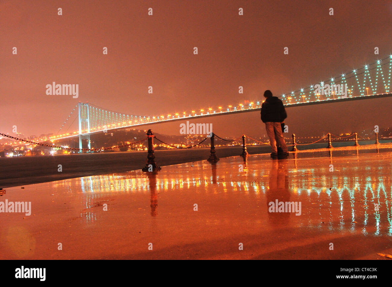 Turkey, Istanbul, Bosporus Bridge at Night Stock Photo - Alamy
