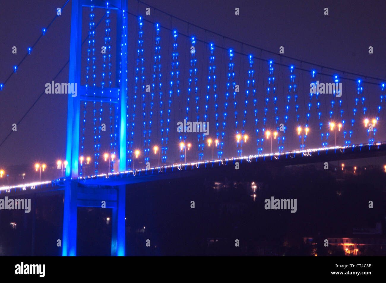 Turkey, Istanbul, Bosporus Bridge at Night Stock Photo - Alamy