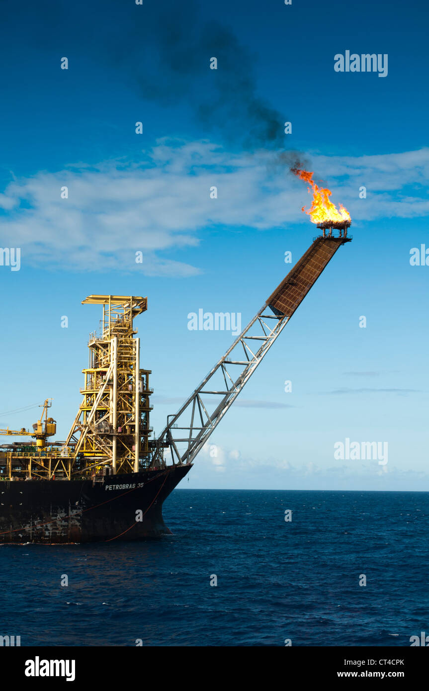 FPSO oil rig P35, offshore Rio de Janeiro State, working for Petrobras ...