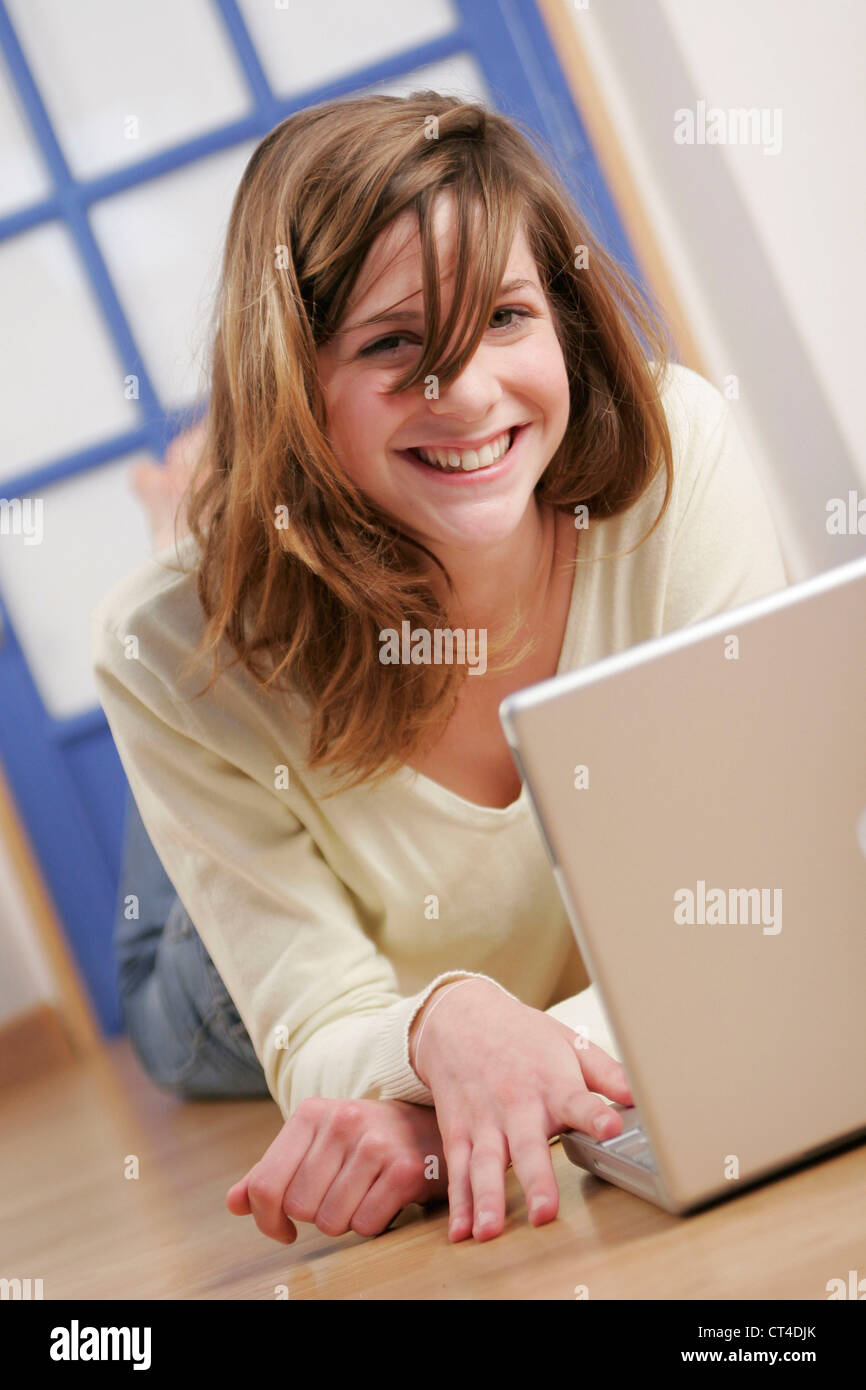 TEENAGER AT A COMPUTER Stock Photo - Alamy