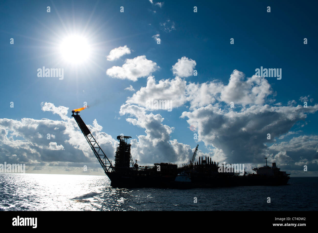 Back light view of P35 FPSO from Petrobras, Brazilian oil company, in ...