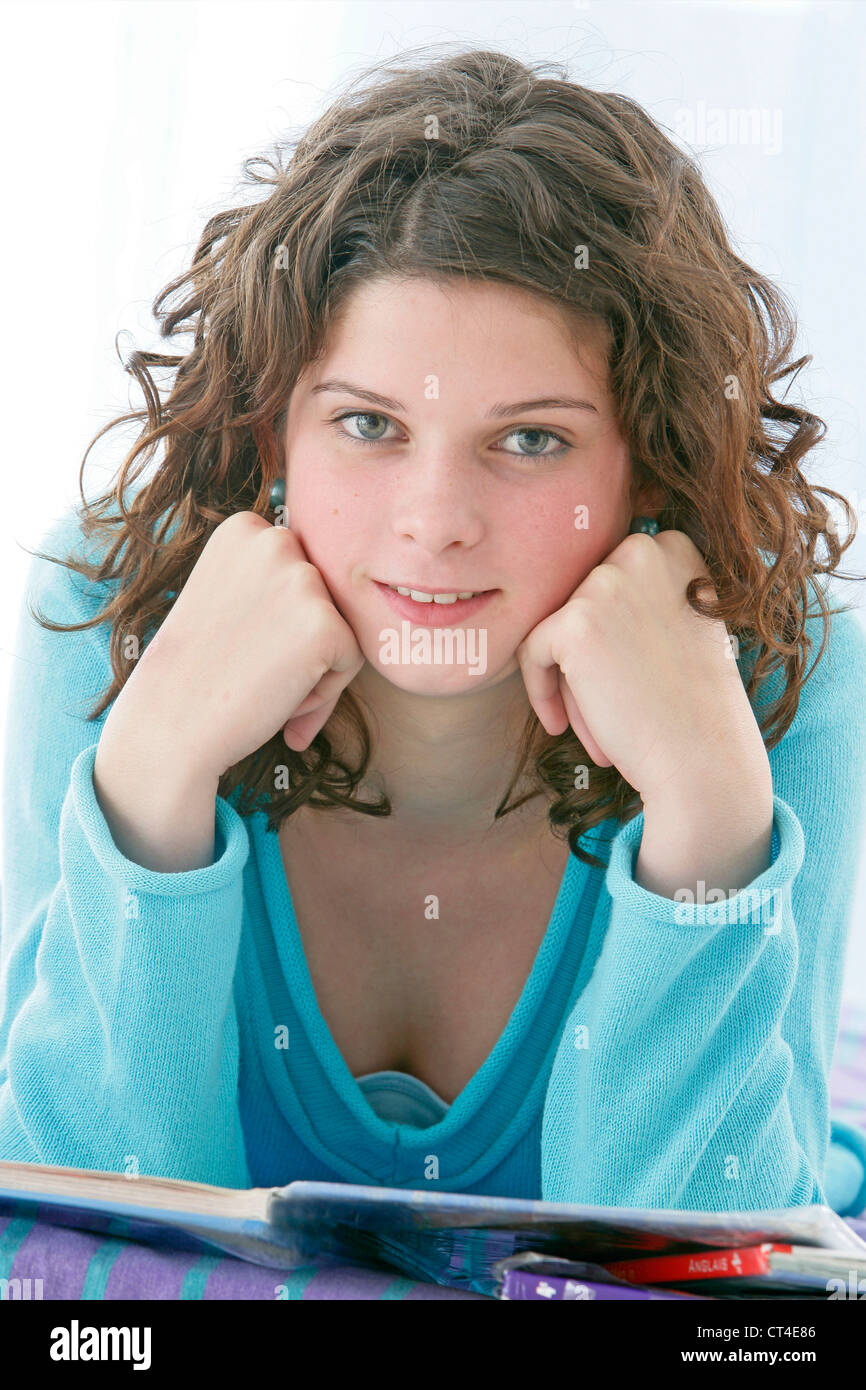 TEENAGER DOING HOMEWORK Stock Photo - Alamy