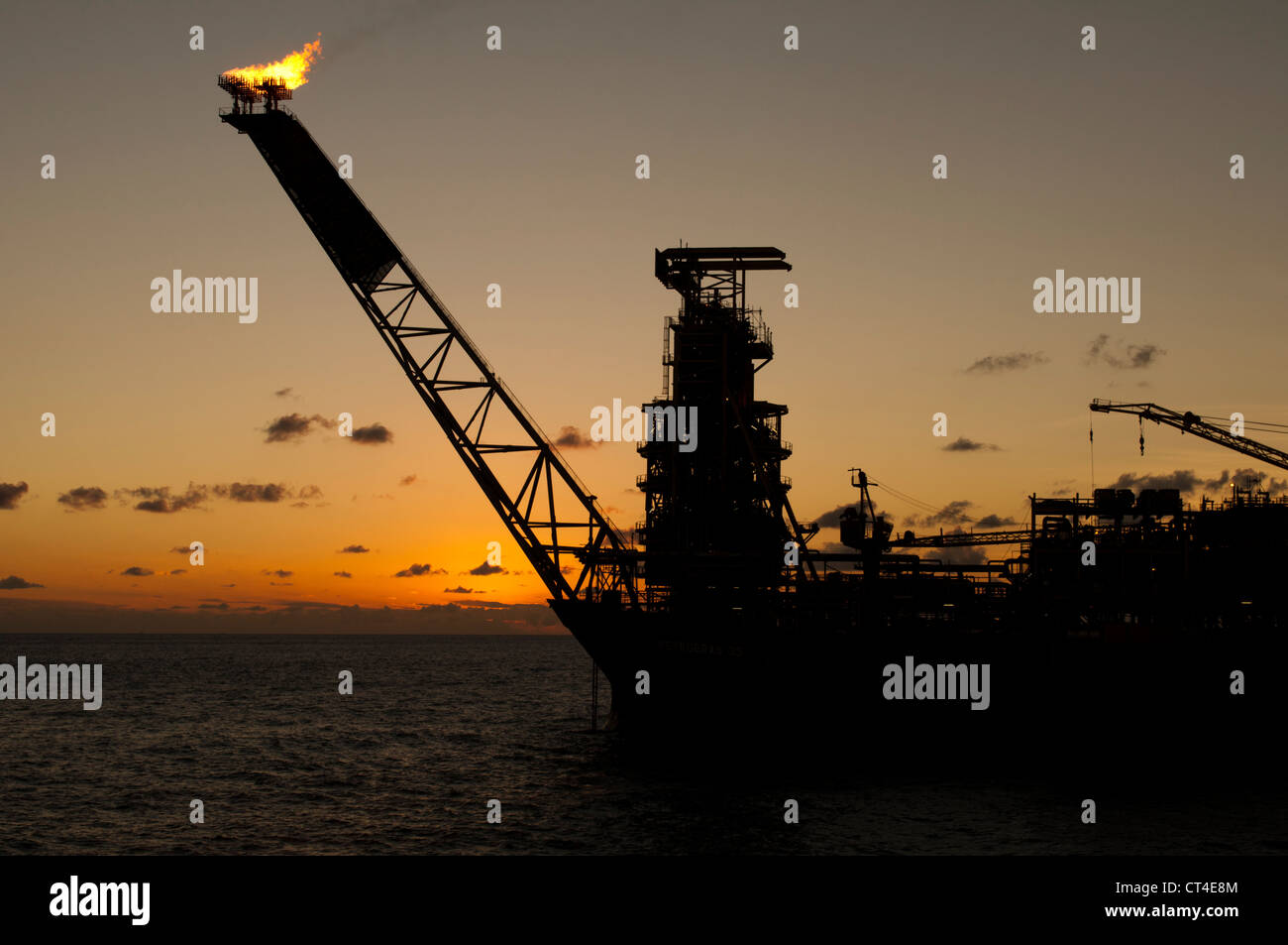 Back light view of P35 FPSO from Petrobras, Brazilian oil company, in ...