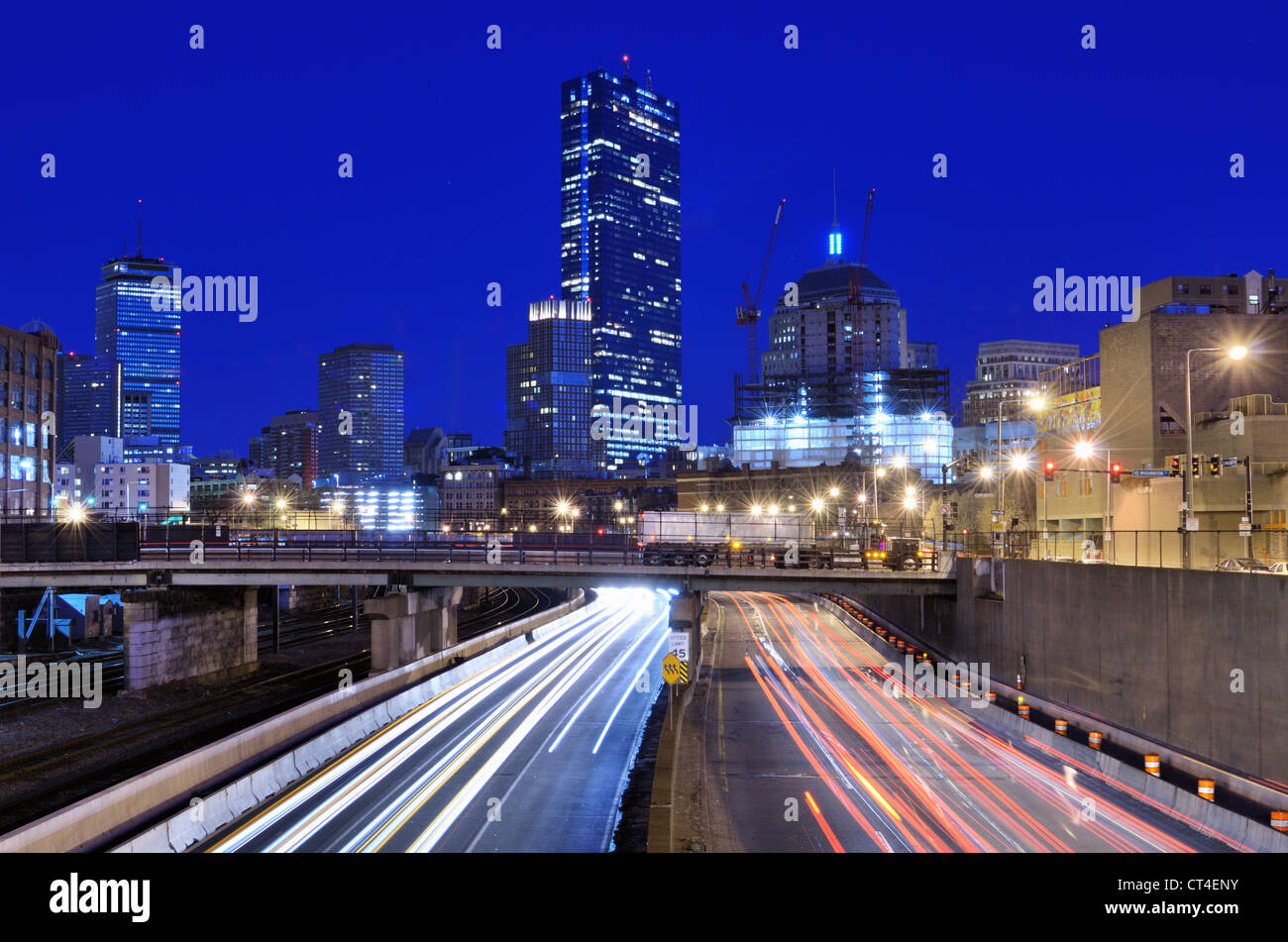 Boston skyline above the Massachusetts Turnpike Stock Photo - Alamy