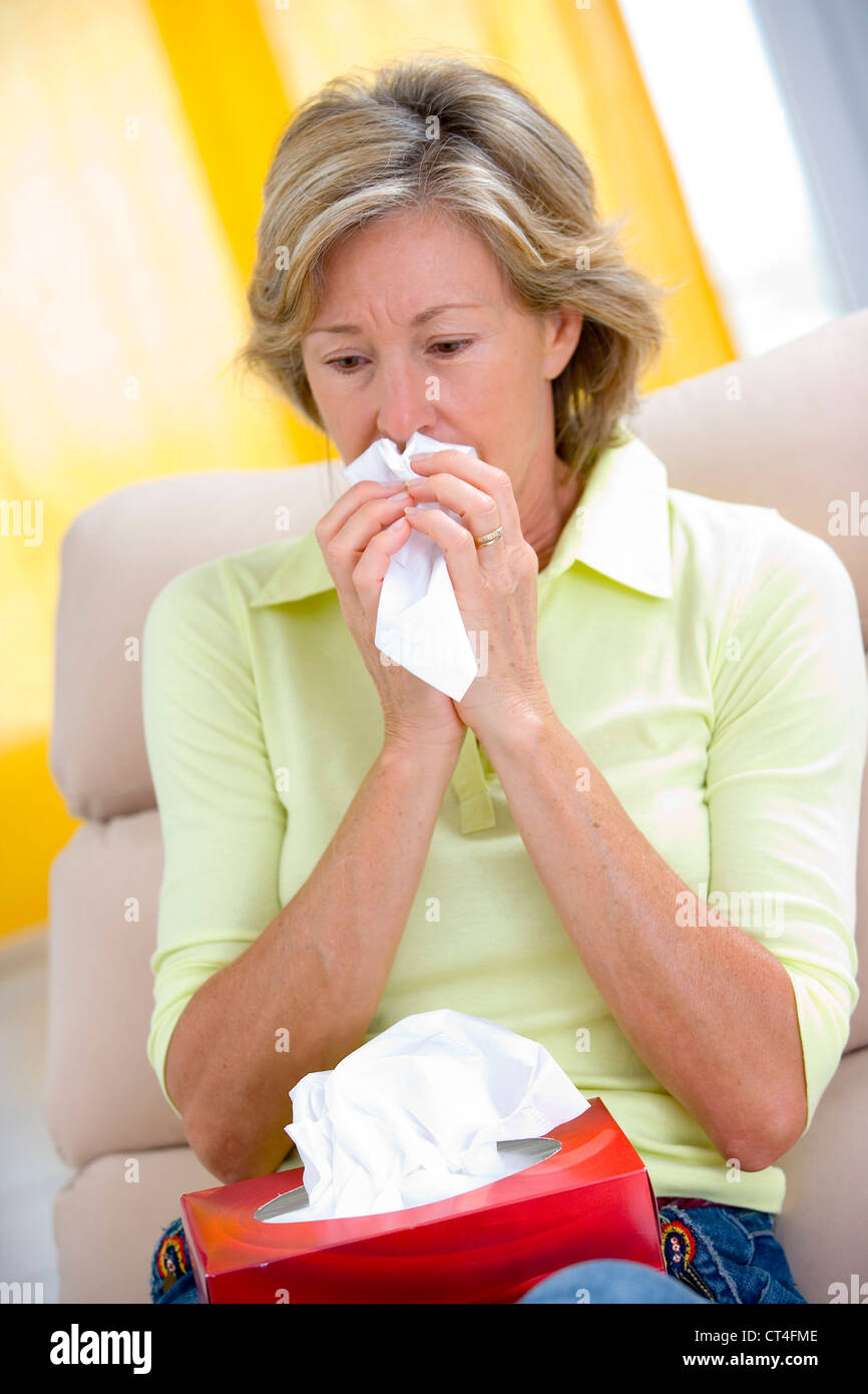 ELDERLY PERSON WITH RHINITIS Stock Photo - Alamy