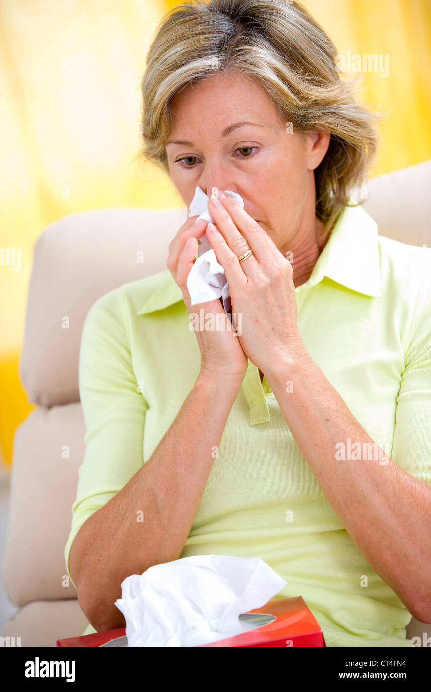 ELDERLY PERSON WITH RHINITIS Stock Photo - Alamy
