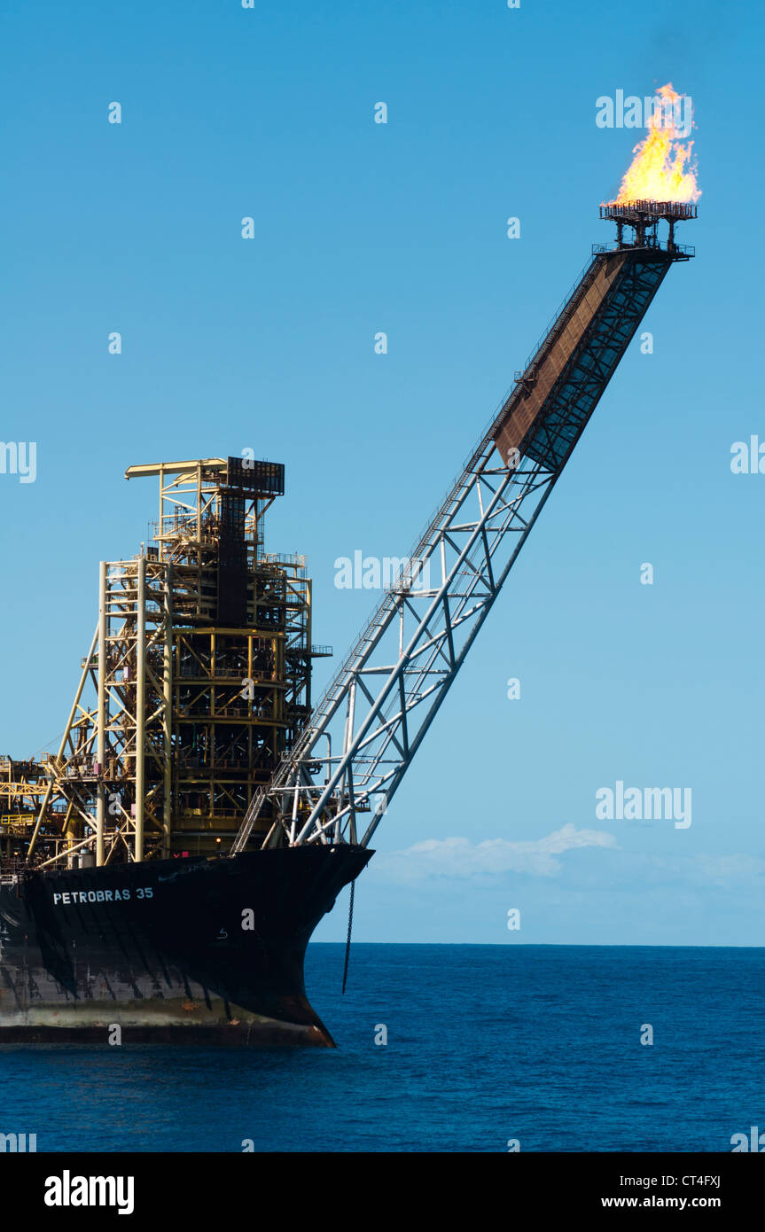FPSO oil rig P35, offshore Rio de Janeiro State, working for Petrobras ...