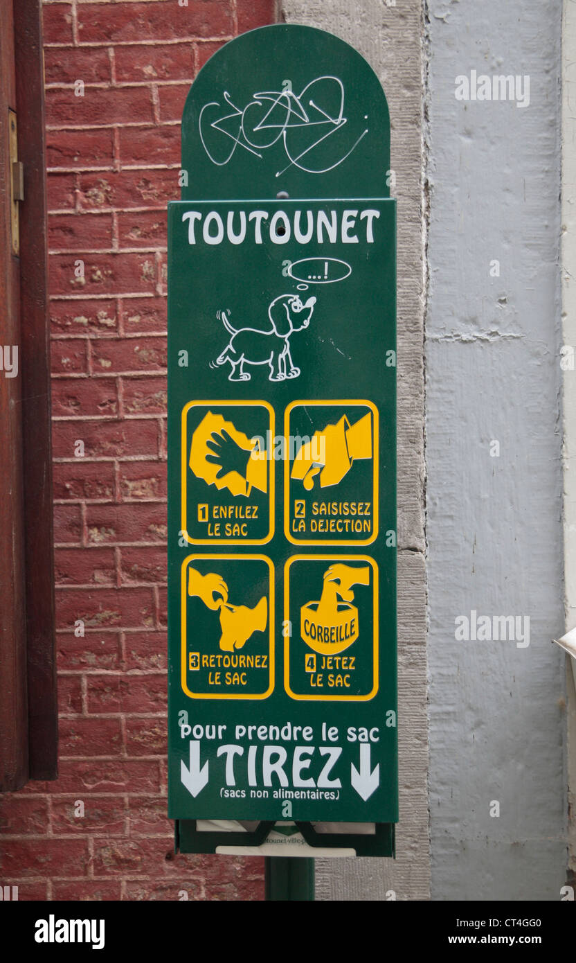 A dog poo collection bag and instruction point in Namur, Wallonia ...
