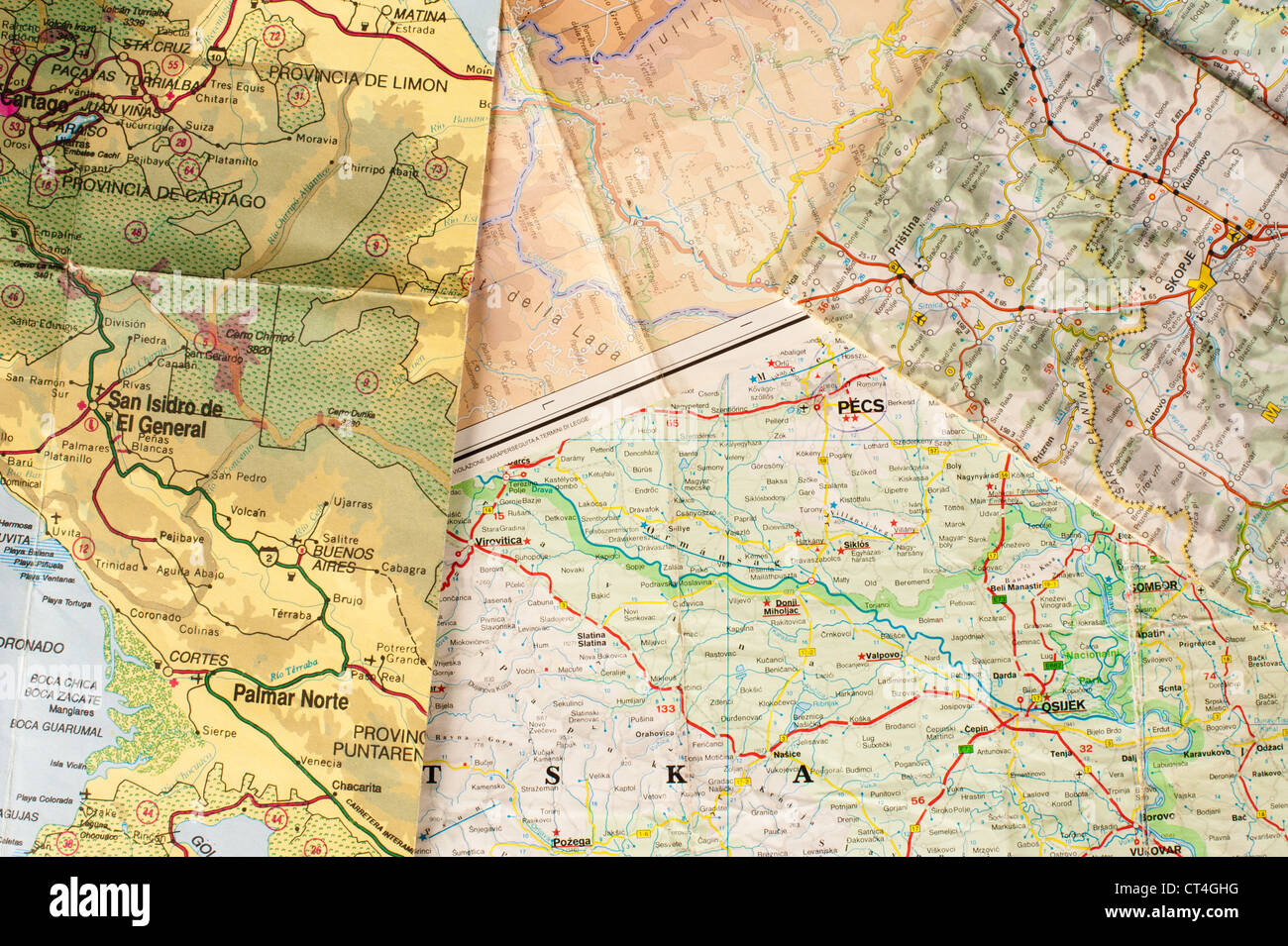 Assorted maps of different countries, a geography background Stock ...