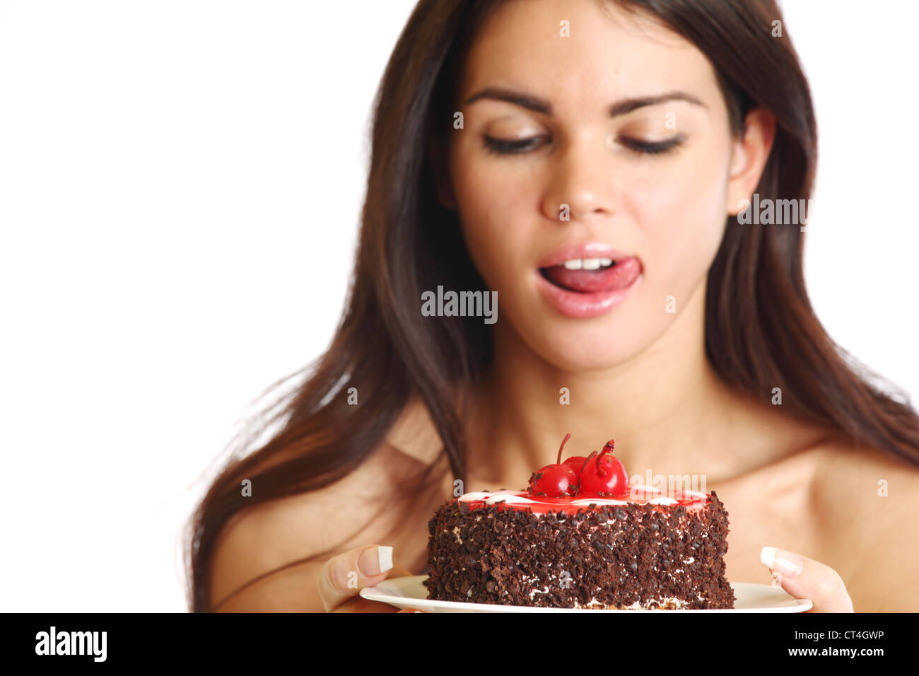 Young woman eating cherry model hi-res stock photography and images - Alamy
