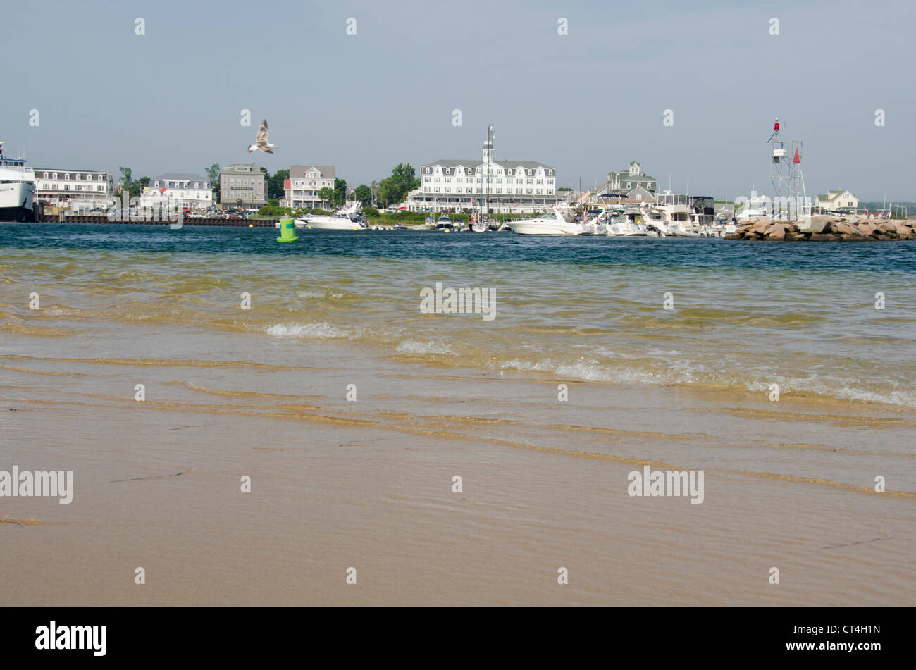 Rhode Island, Block Island. Beach view of New Shoreham including the ...