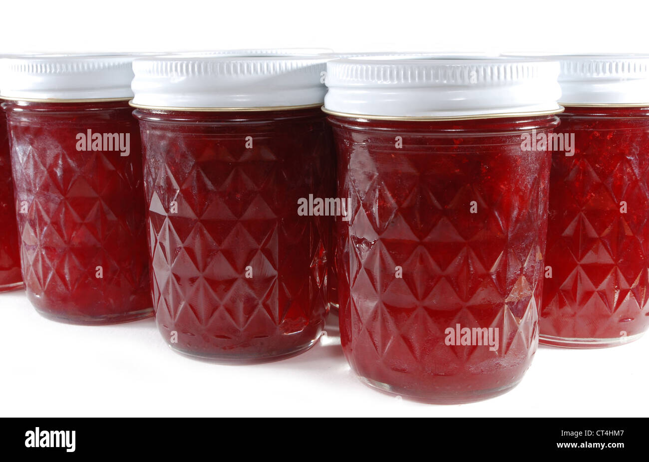 Multiple jars of homemade fruit jam Stock Photo - Alamy