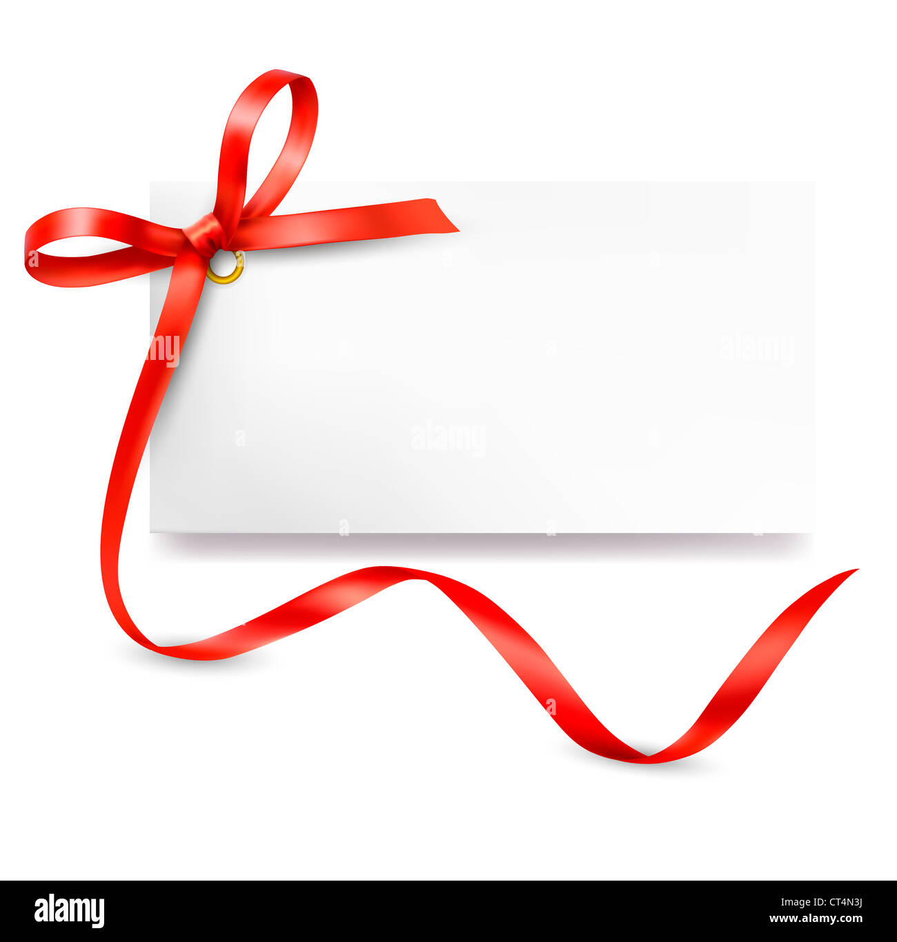 Card with red bow Stock Photo - Alamy
