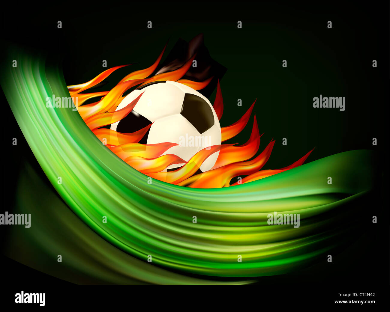 Fire football background with a soccer ball Stock Photo - Alamy