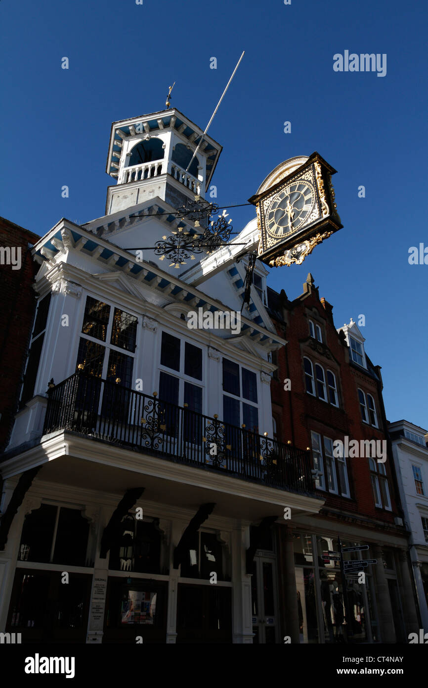 Clock on Guildhall at High Street, Guildford - Surrey, England Stock ...