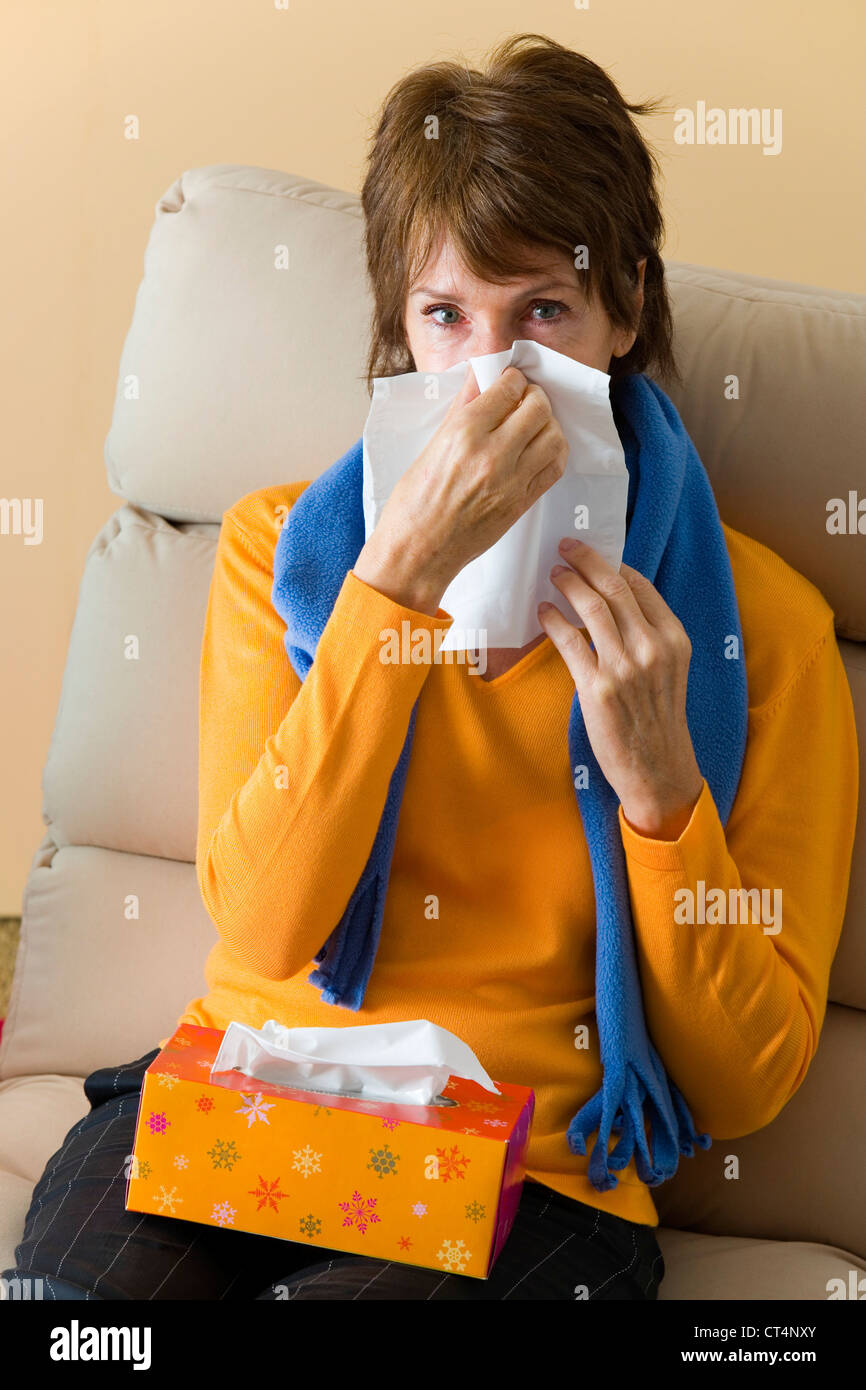ELDERLY PERSON WITH RHINITIS Stock Photo - Alamy