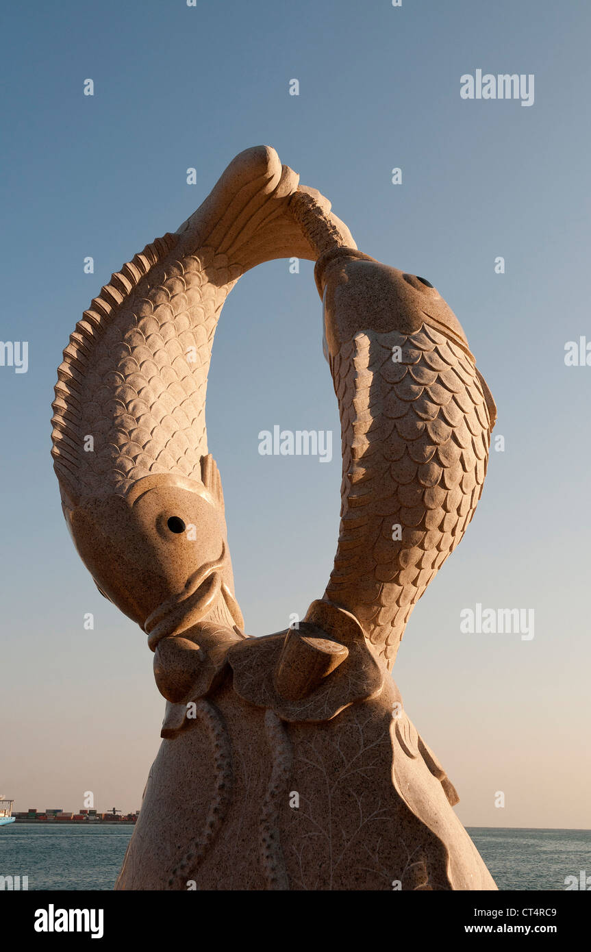 Elk207-1144v Oman, Muscat, Muttrah, Corniche, fish statue Stock Photo ...