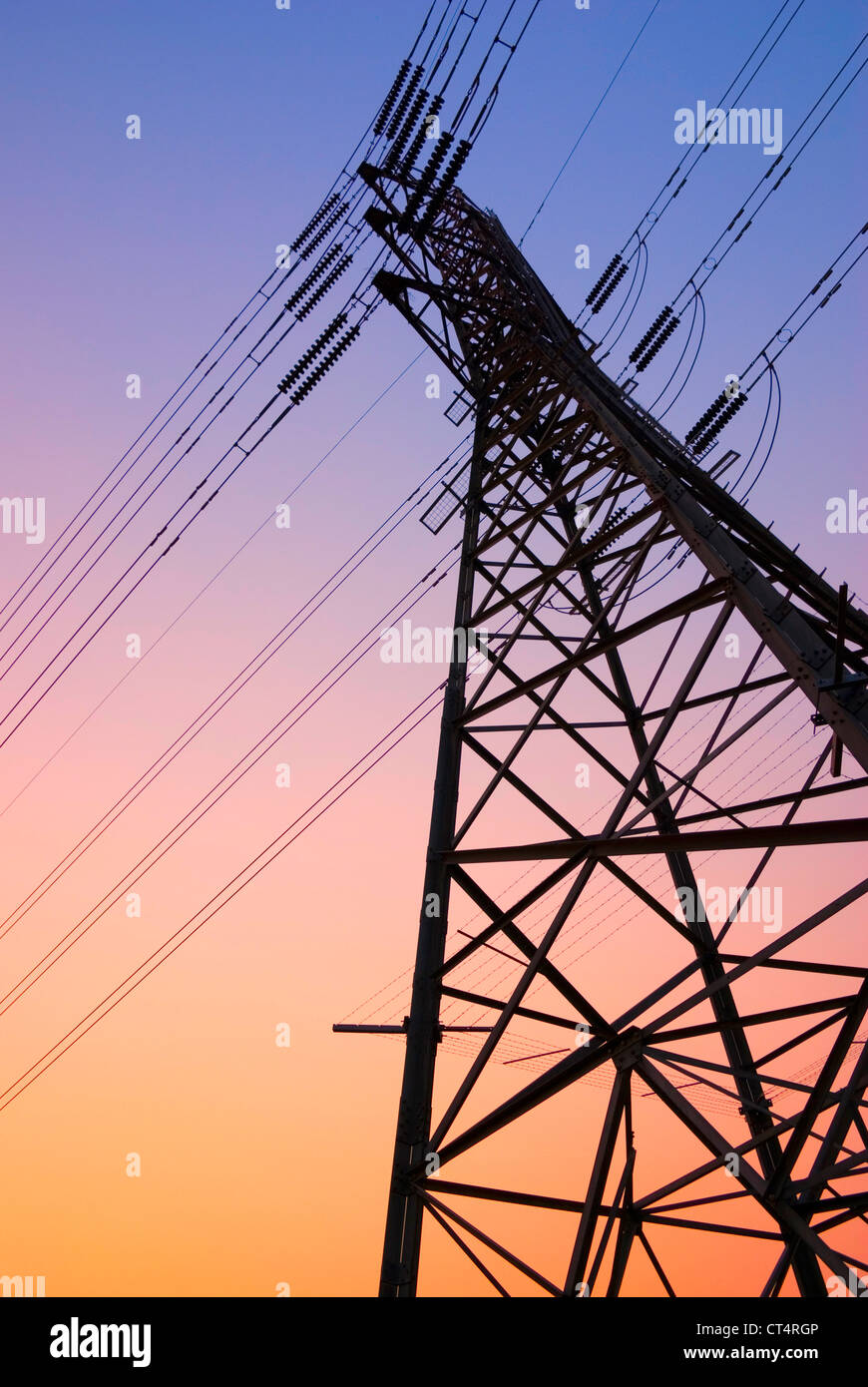 Pylon silhouette at sunset. Photographed in Melbourne, Australia Stock ...