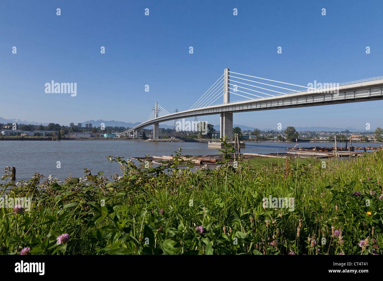North Arm Canada Line skytrain bridge over the Fraser river between ...