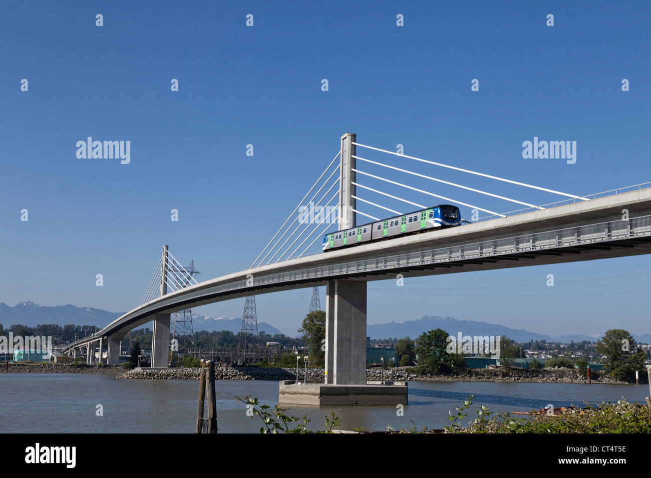 North Arm Canada Line skytrain bridge over the Fraser river between ...