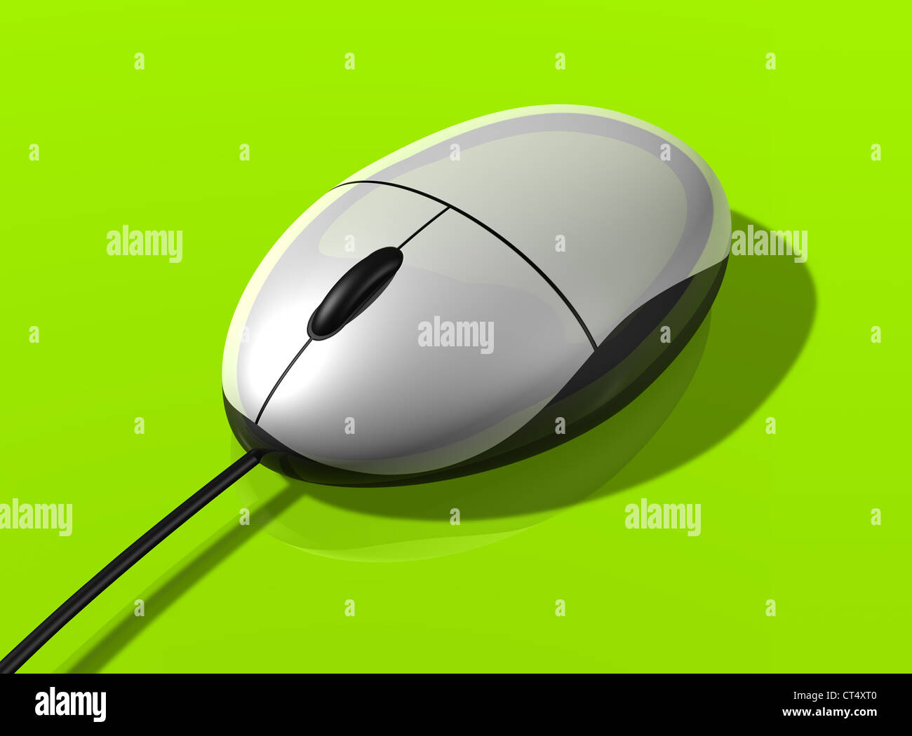 3D white computer mouse isolated on a green background Stock Photo - Alamy