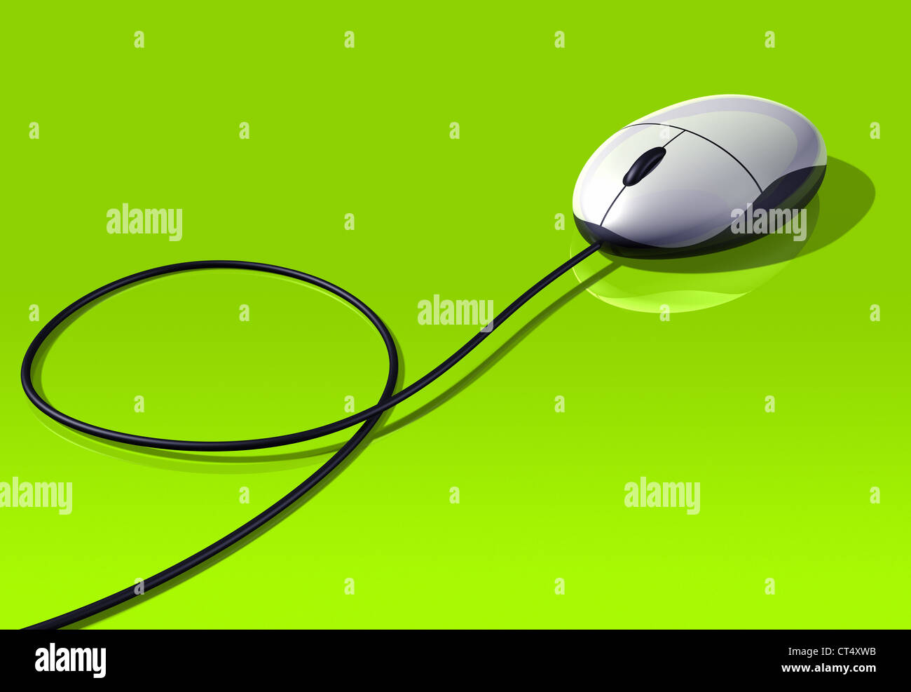 3D white computer mouse isolated on a green background Stock Photo - Alamy