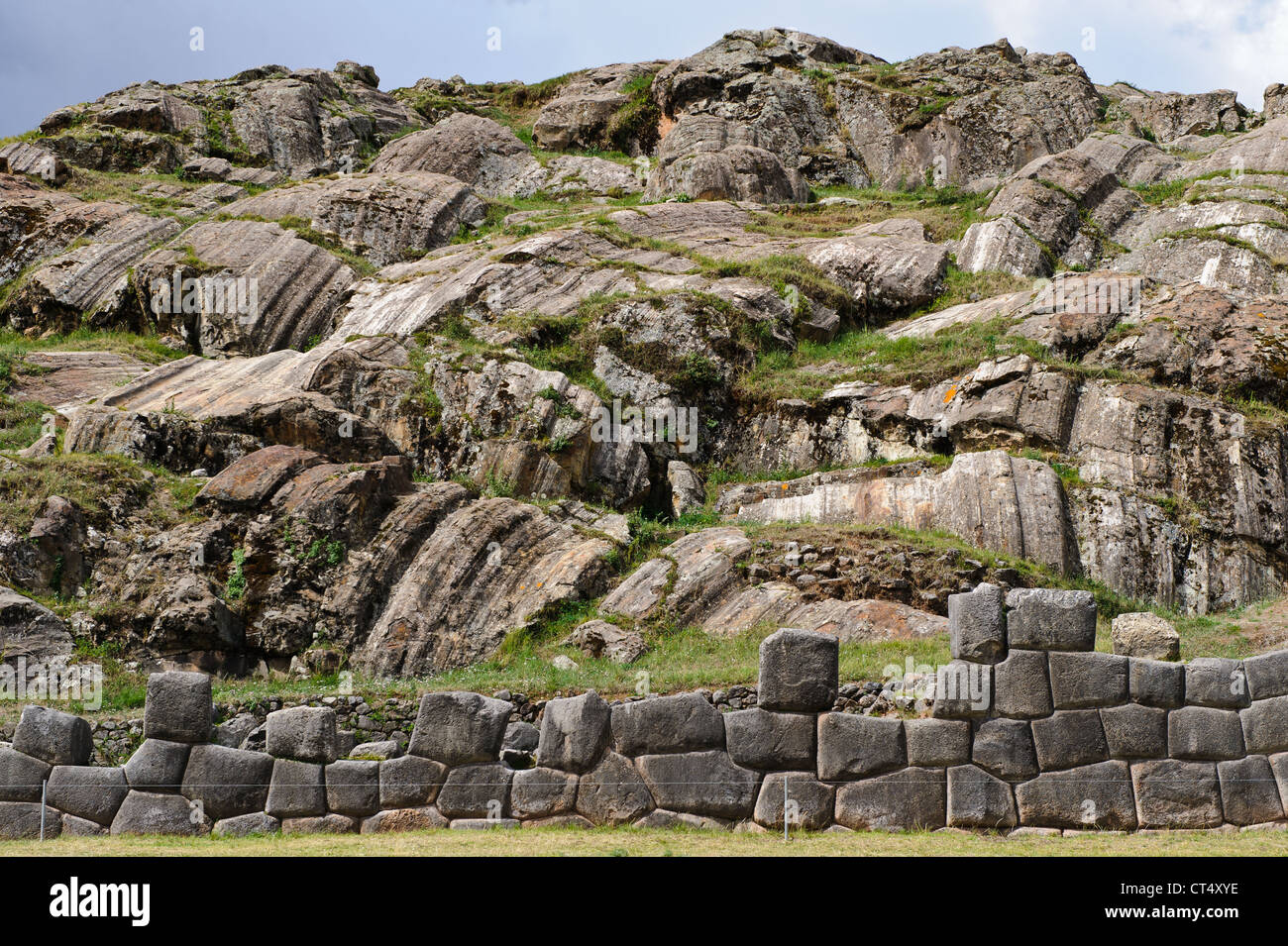 Massive stonework built by the Inca at Sacsayhuamán ruins, Cusco, Peru ...
