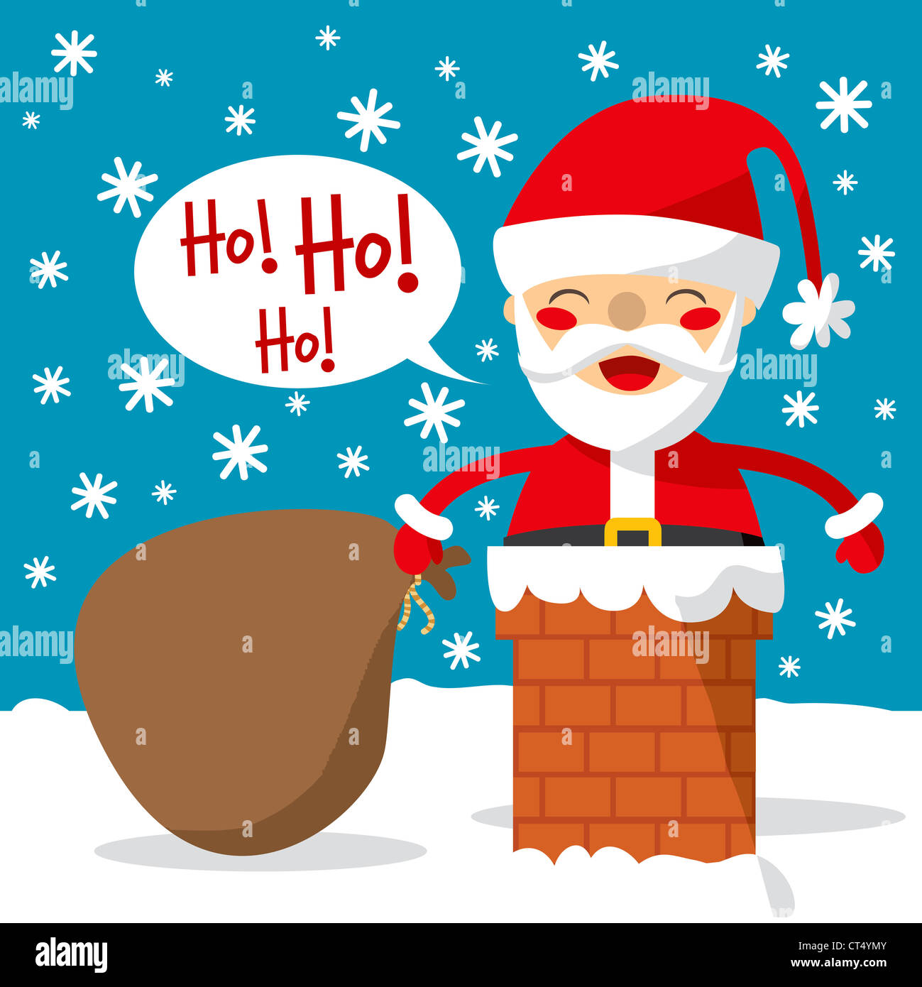 Santa Claus entering through the Chimney with a huge bag of gifts Stock ...