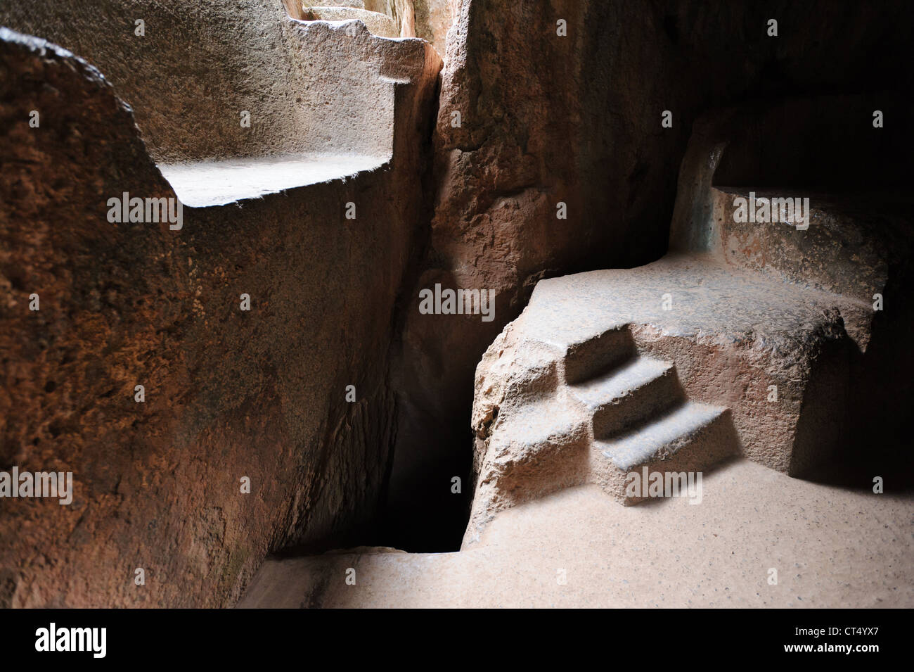Carved stone thought to be an altar used in Inca ceremonies at Qenqo ...