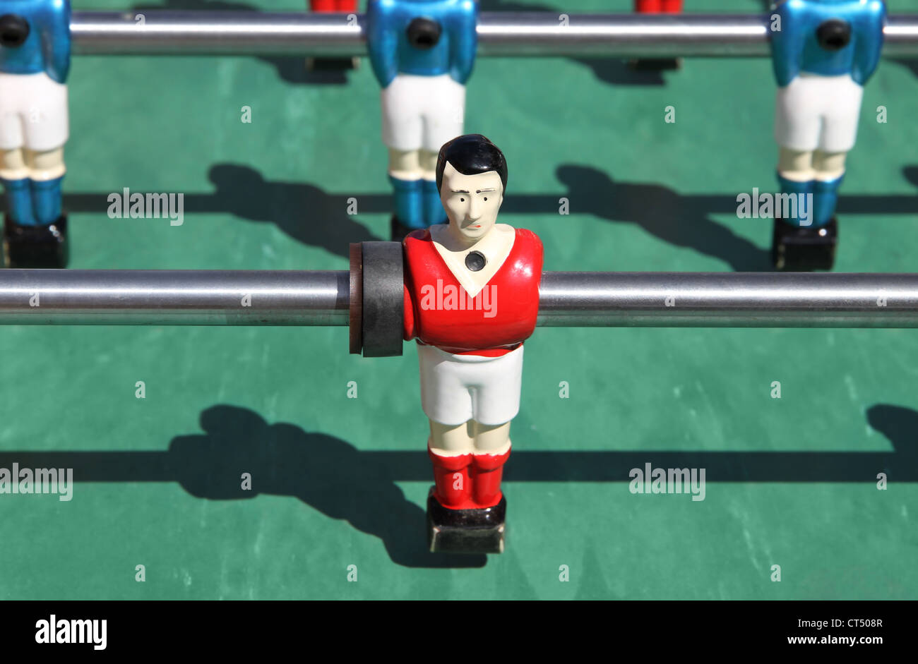 foosball. vintage metal table soccer players Stock Photo - Alamy