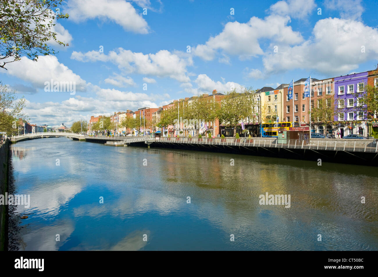 The Liffey (river) in the center of Dublin with Bachelor Walk and Ha ...