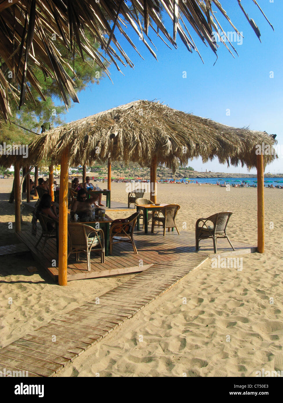 Jetee Cocktail Beach Bar, Paleochora, South Crete, Greece Stock Photo ...