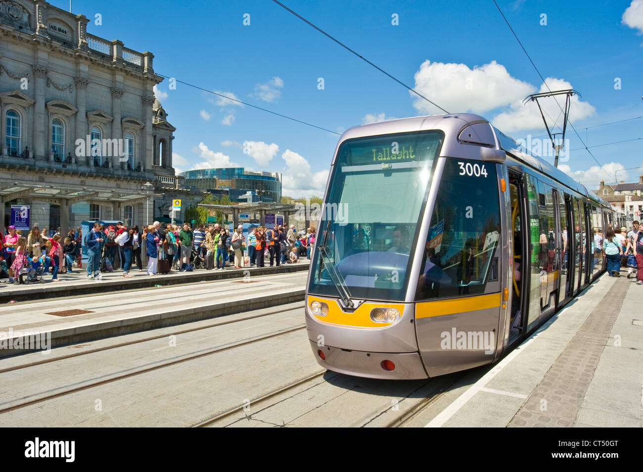 Luas - the Dublin Light Rail System stopped outside Heuston Station to ...