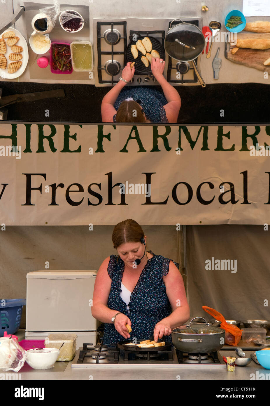 Woman giving cooking demonstration at Alton Food Festival 2012, Alton ...