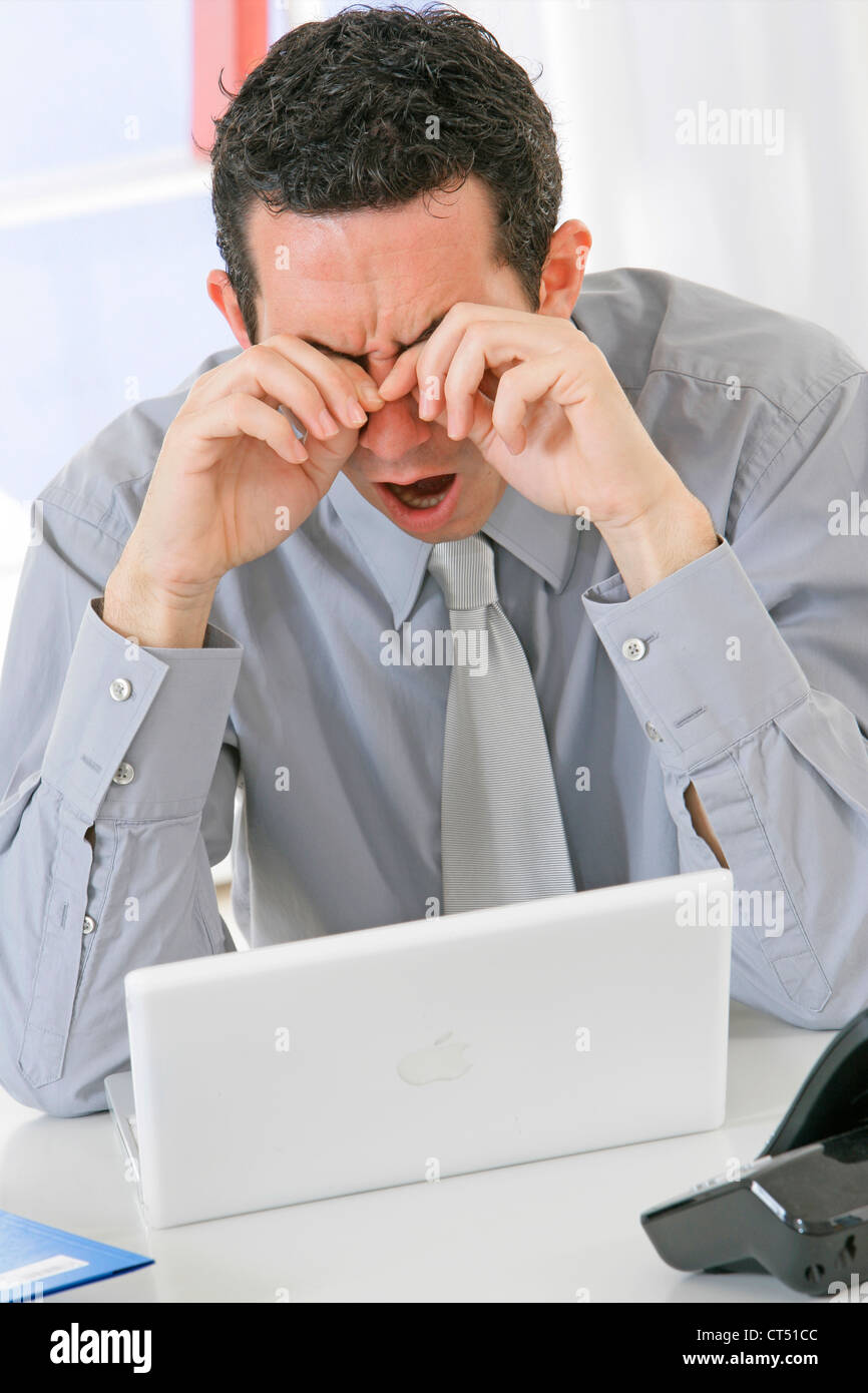 Tired laptop science man hi-res stock photography and images - Alamy