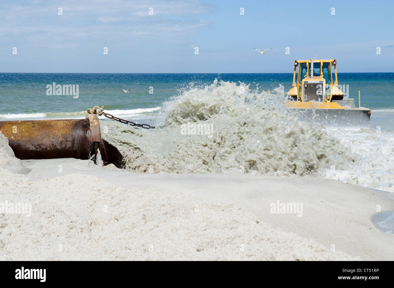 Coastal protection on Sylt, hydraulic filling with sand in 2012, beach ...