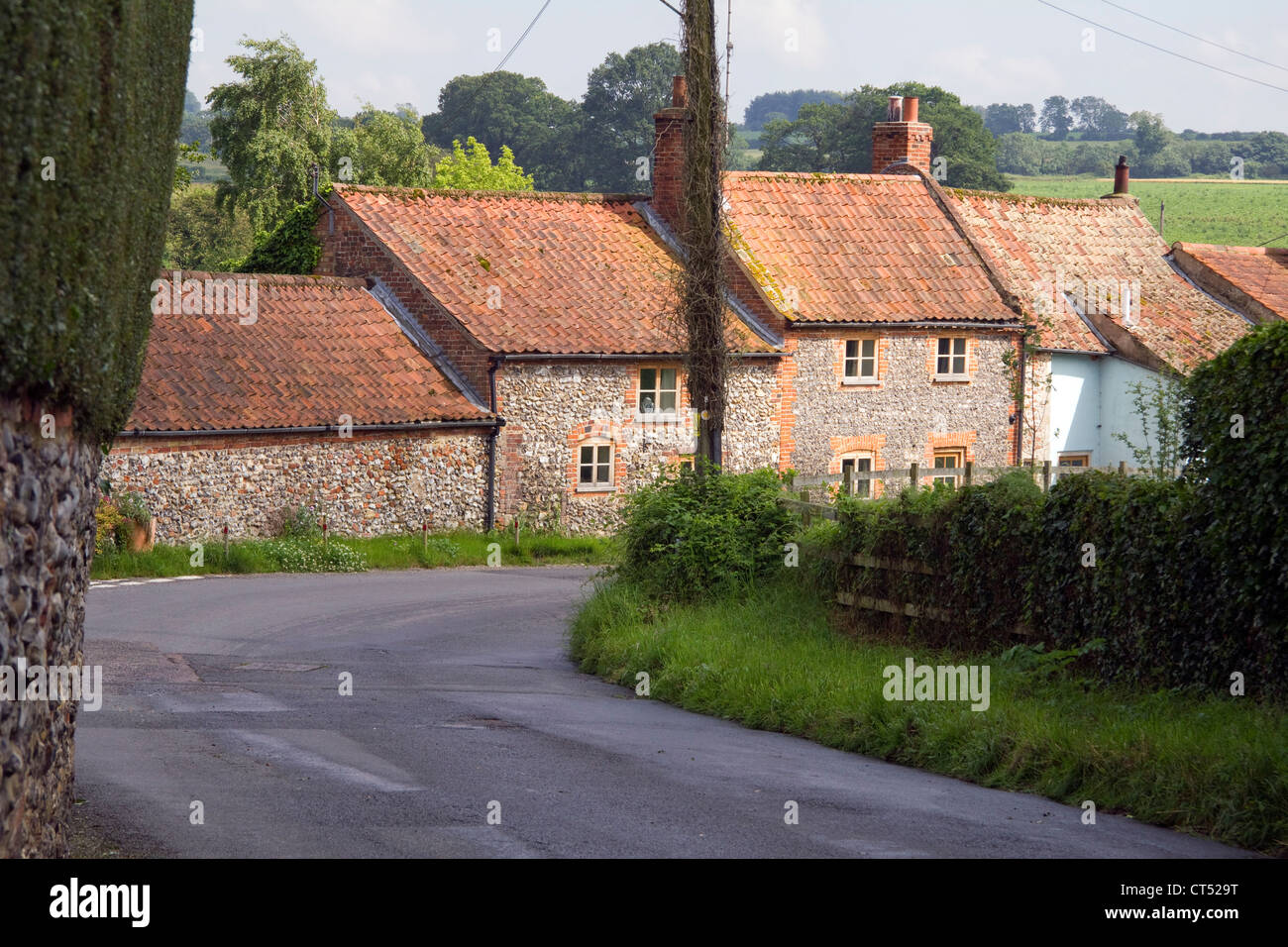 Traditional flint cottages Norfolk England UK Stock Photo - Alamy