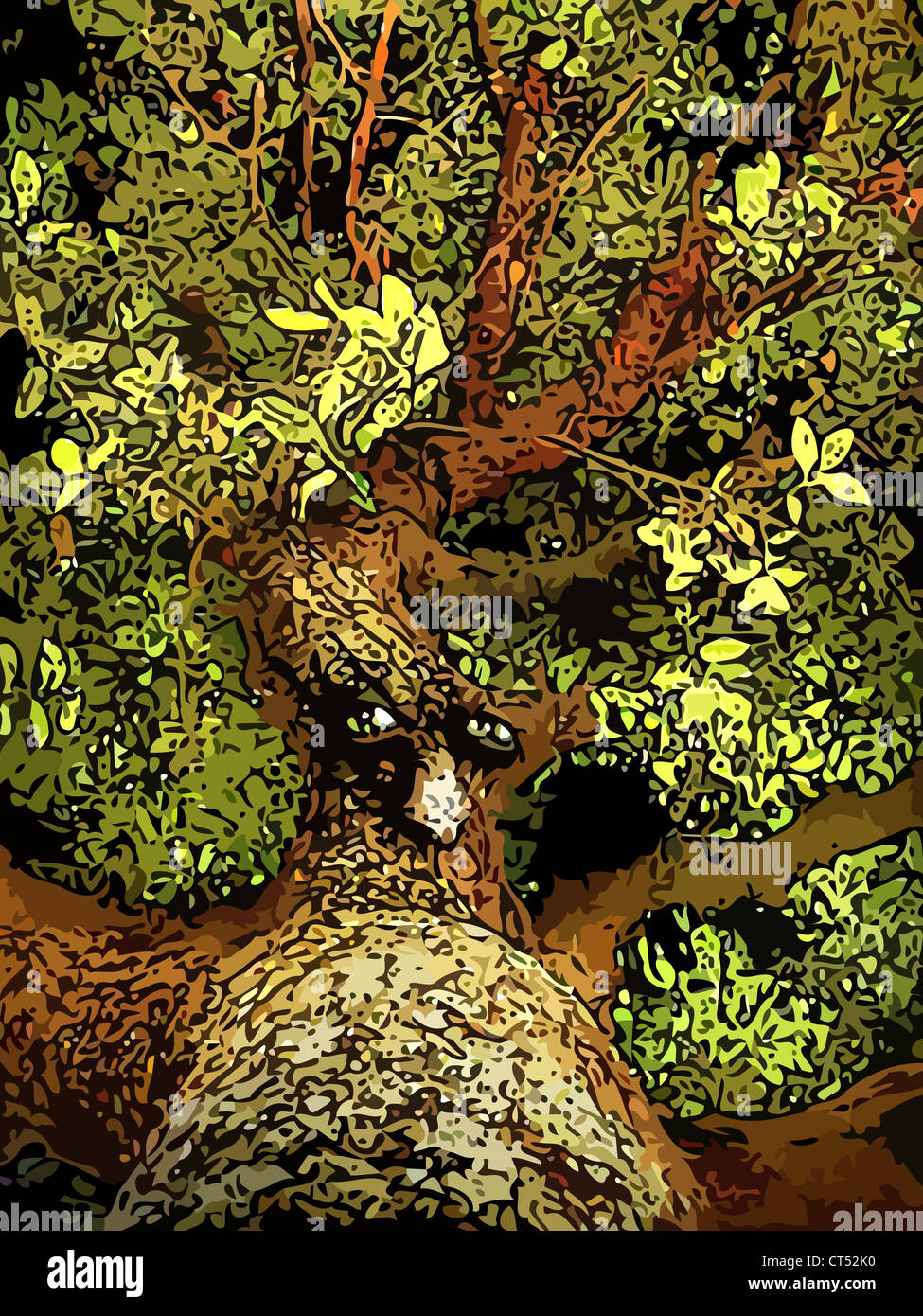 Illustration (semi vector) of an anthropomorphic tree. This is part of ...