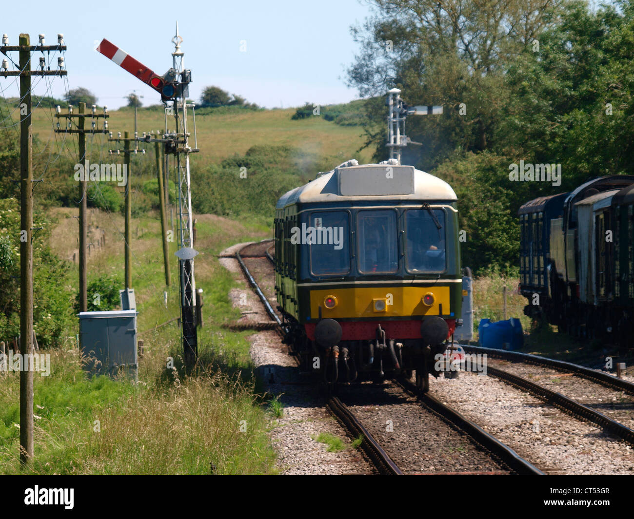 Train on the Swanage Railway line, Dorset, UK Stock Photo - Alamy